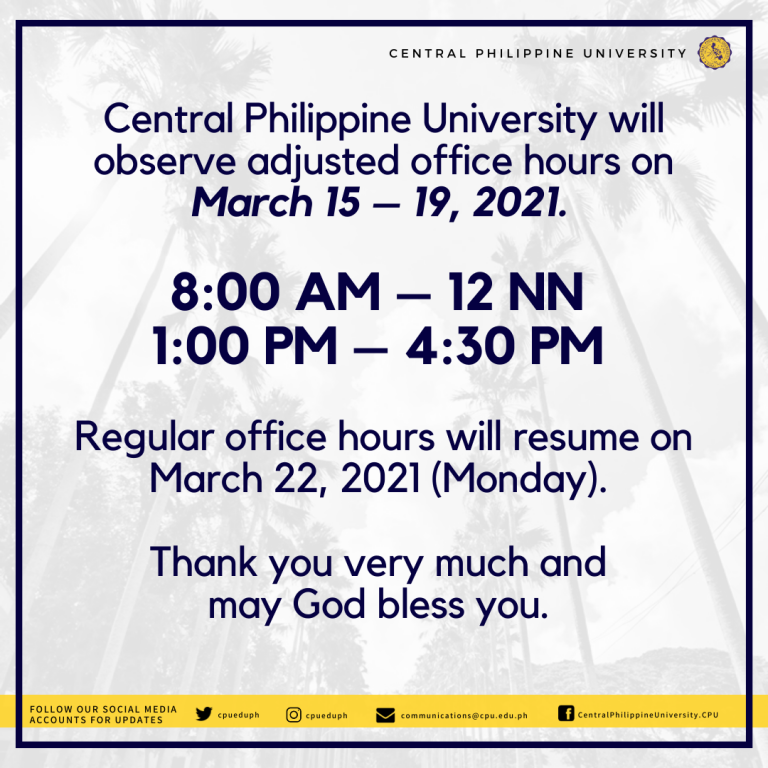 March 15 – 19, 2021 Adjusted Office Hours – School of Graduate Studies
